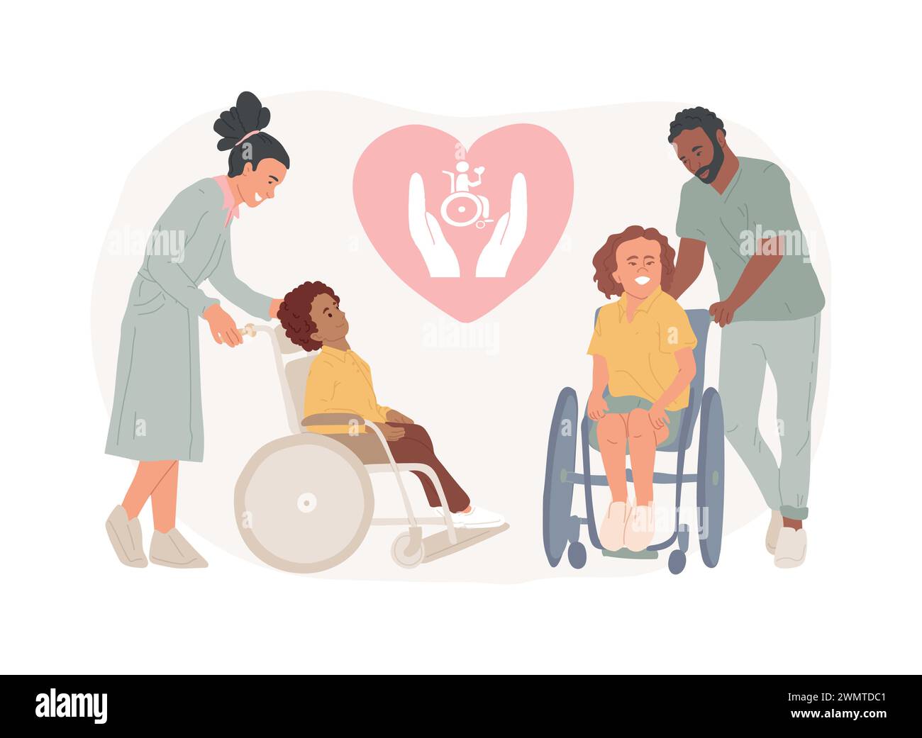 Care of the disabled isolated concept vector illustration. Disability ...