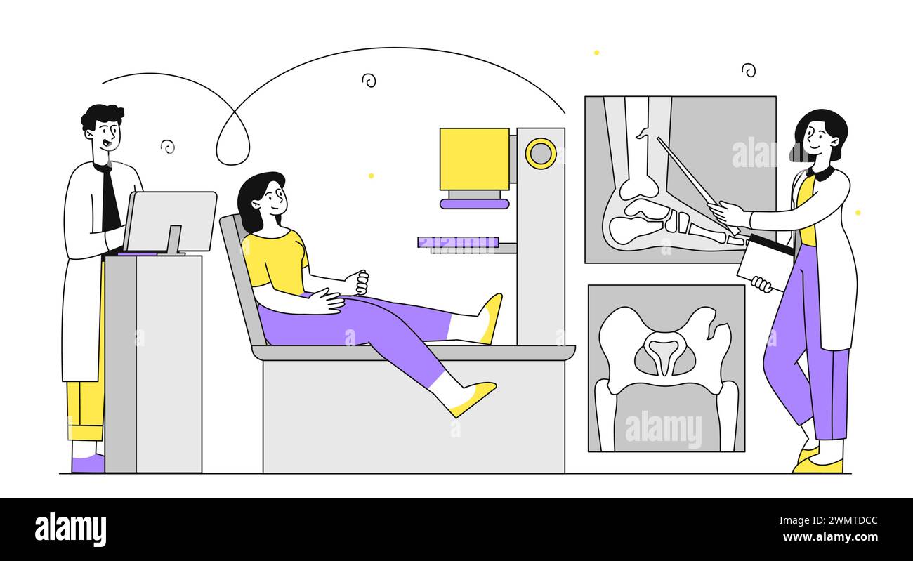 Woman at X ray vector linear Stock Vector Image & Art - Alamy