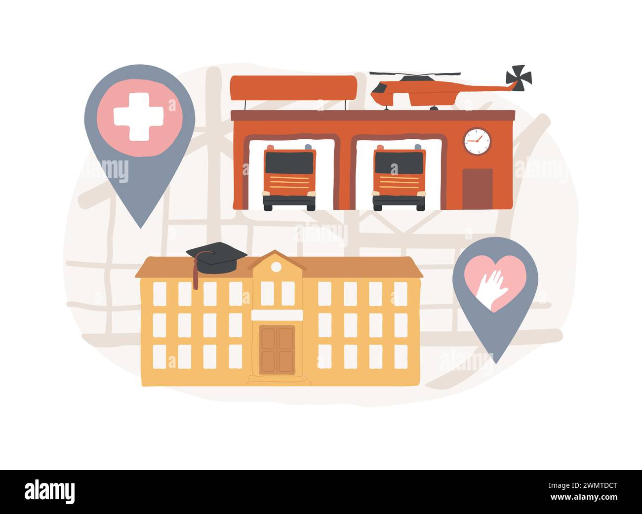 Social facilities isolated concept vector illustration. Social services ...