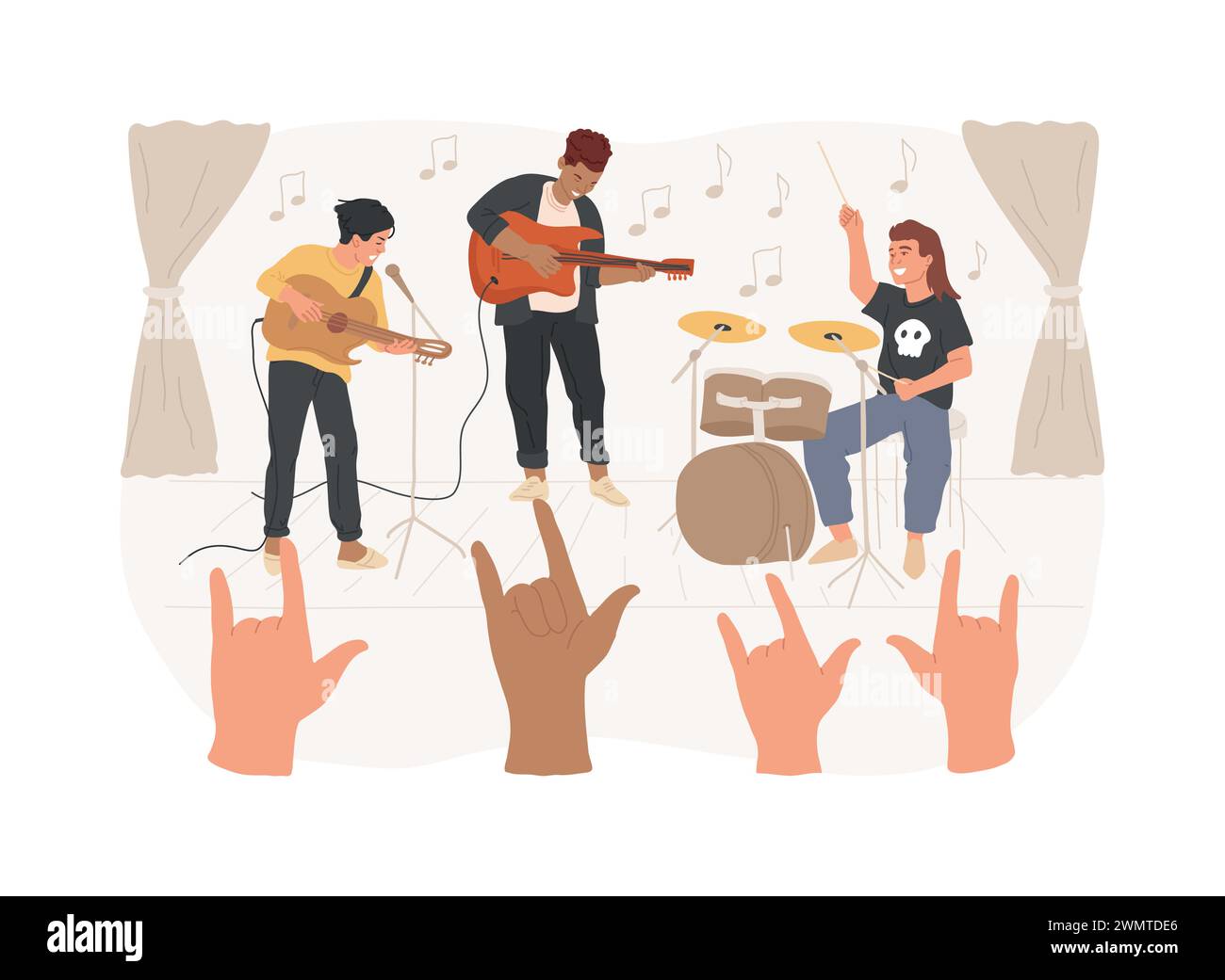 Rock music isolated concept vector illustration. Rock-and-roll concert ...