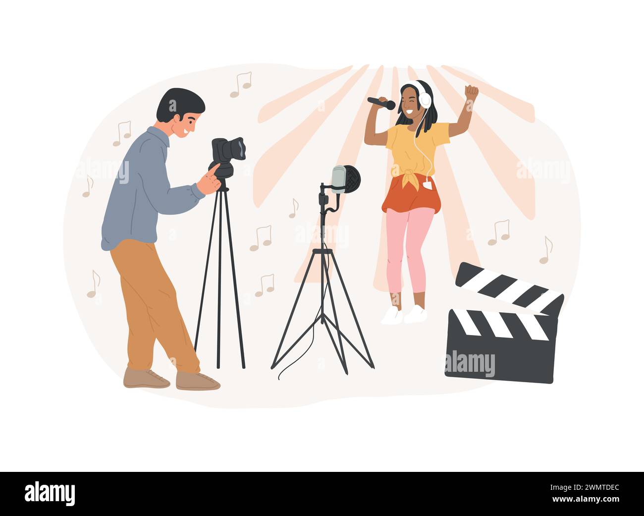 Music video isolated concept vector illustration. Official videoclip ...