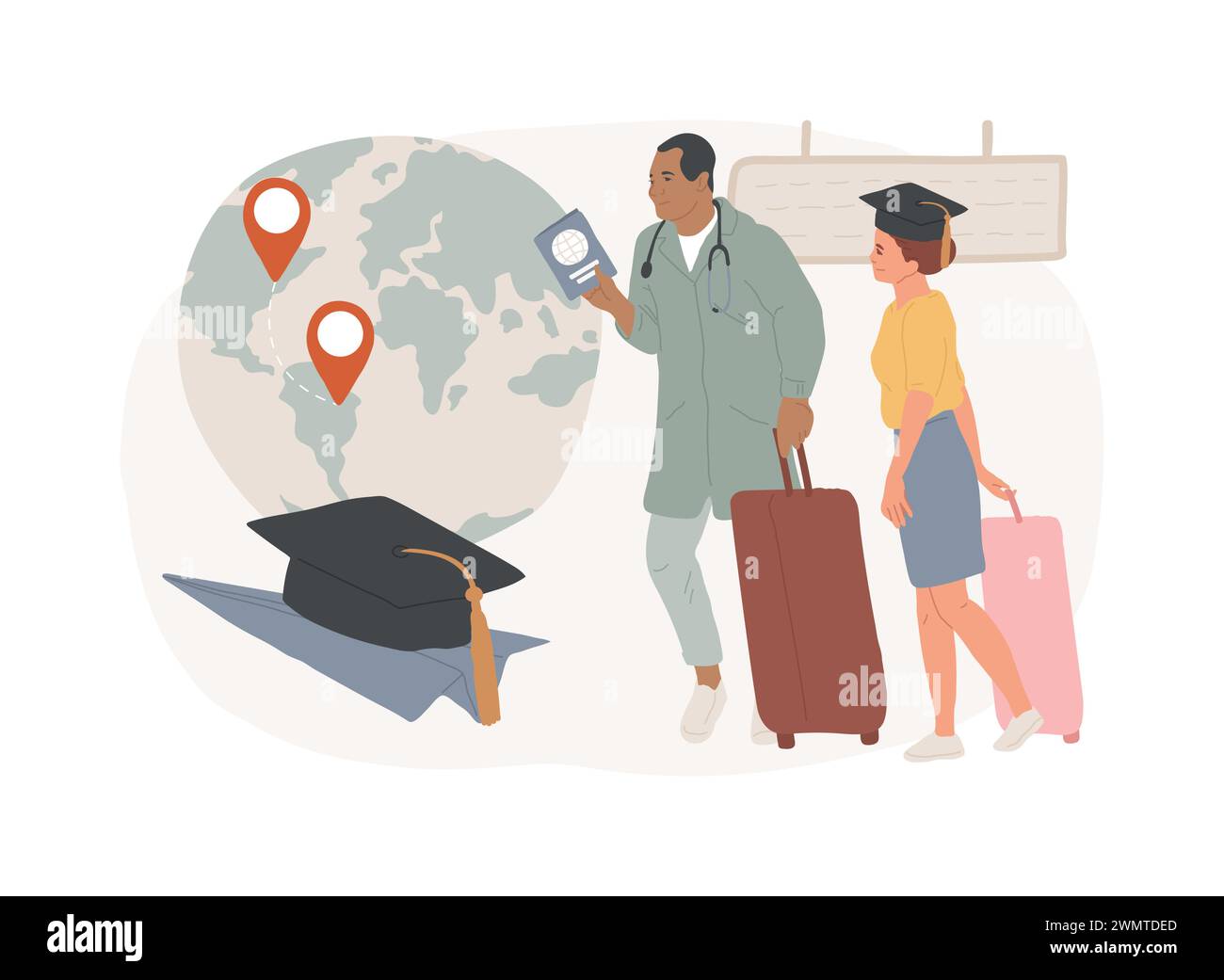Brain drain isolated concept vector illustration. Emigration of ...