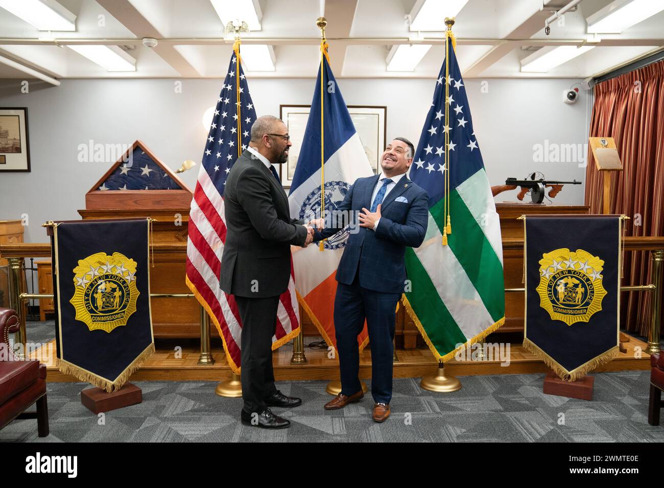 Home Secretary James Cleverly (left) visits the NYPD headquarters in ...
