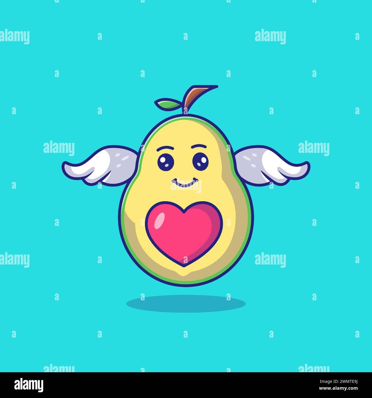 Cute Avocado Flying With Wings Mascot Character Vector Icon ...