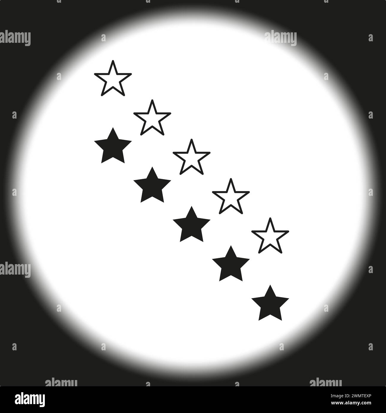 Starry night pattern, celestial design. Cosmic stars in circle. Vector ...