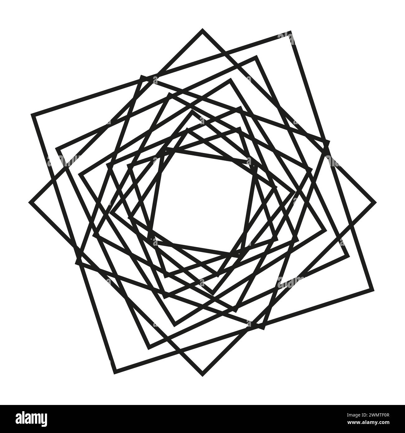 Interlacing geometric squares. Complex line art. Dynamic abstract. Vector illustration. EPS 10 ...