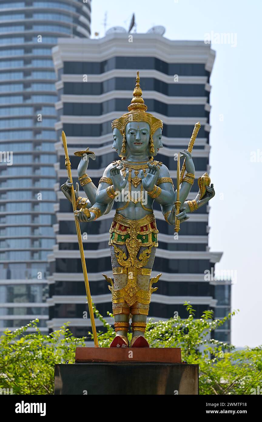 A blue gold statue of Jatulokbal, a composite Thai iconography of the 4 ...