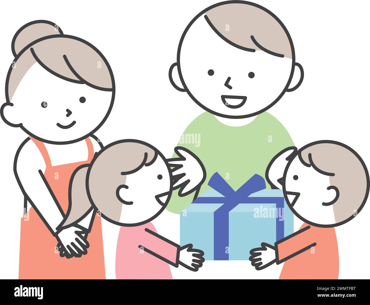 Father receiving a gift from his child on Father's Day. Simple and cute ...