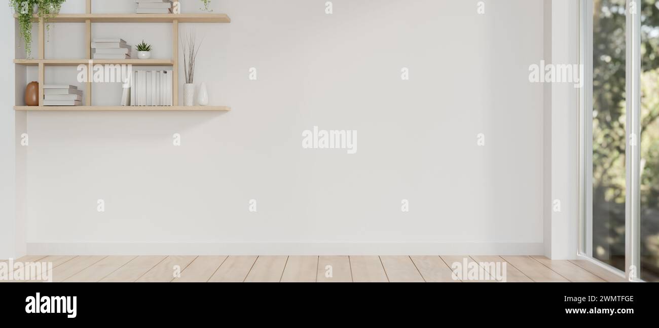 The interior design of a minimal, contemporary empty room with a wall ...