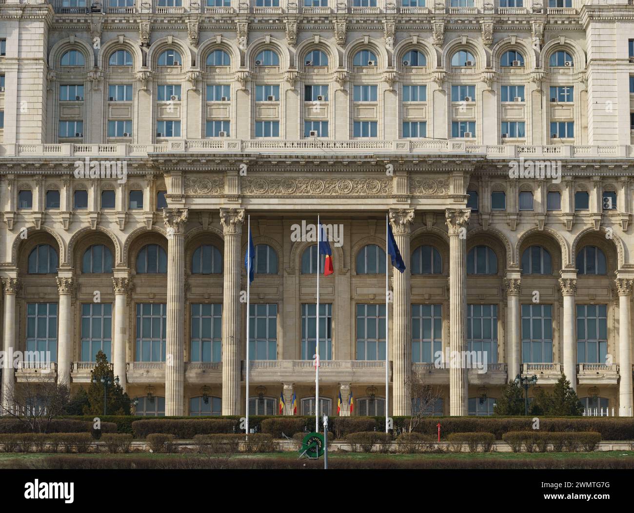 Bucharest, Romania - 27th Feb, 2024: The Palace of the Romanian Parliament, the second largest ...