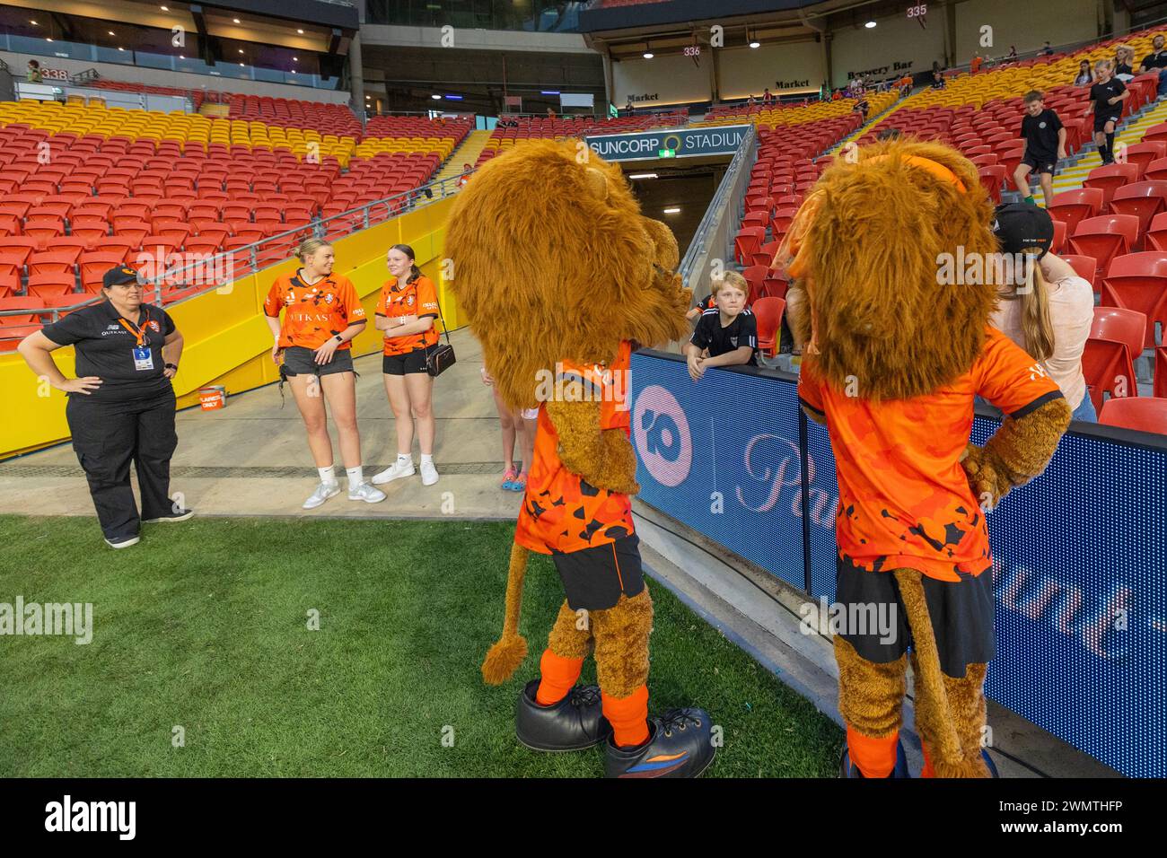 Brisbane, Australia. 23rd Feb 2024. Mascots entertain the crowd before ...