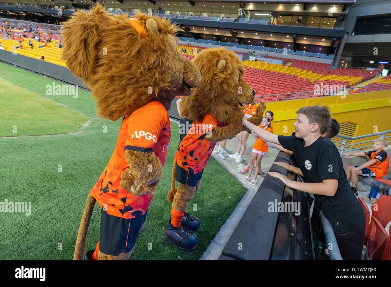 Brisbane, Australia. 23rd Feb 2024. Mascots entertain the crowd before ...