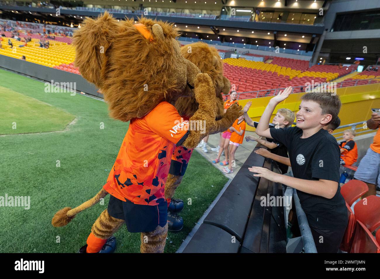 Brisbane, Australia. 23rd Feb 2024. Mascots entertain the crowd before ...