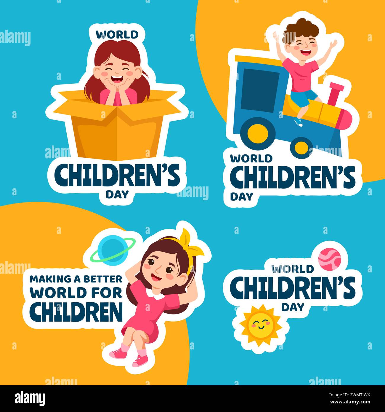 Children Day Label Flat Cartoon Hand Drawn Templates Background ...