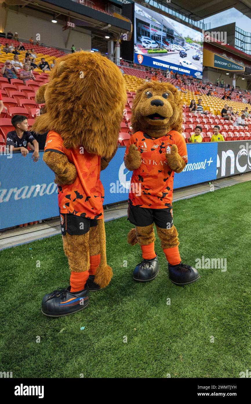 Brisbane, Australia. 23rd Feb 2024. Mascots entertain the crowd before ...