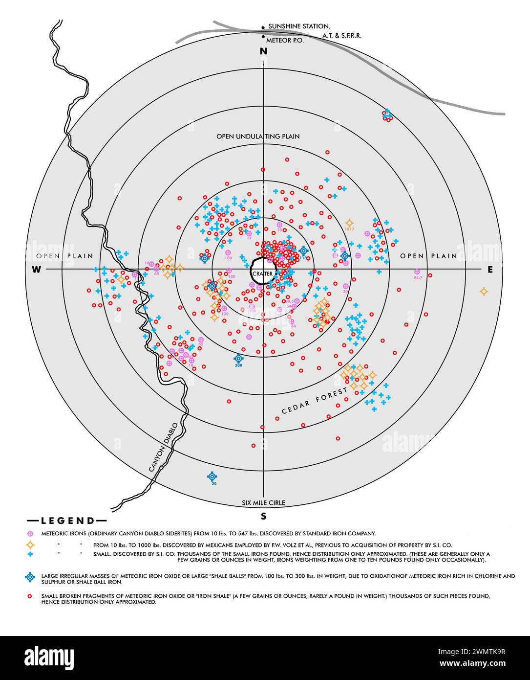 Iron distribution map, Barringer Crater Stock Photo - Alamy