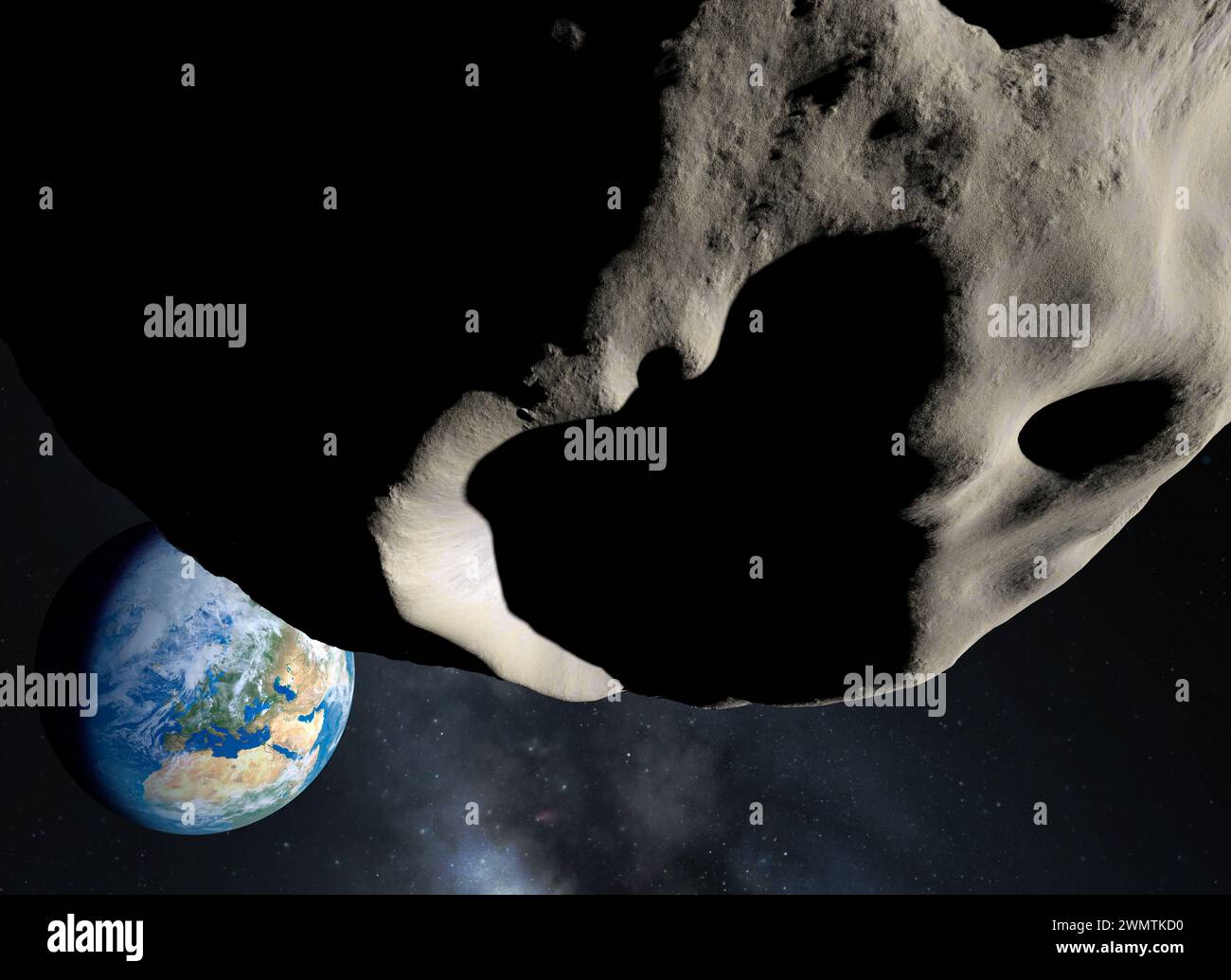 Asteroid approaching Earth, illustration Stock Photo - Alamy