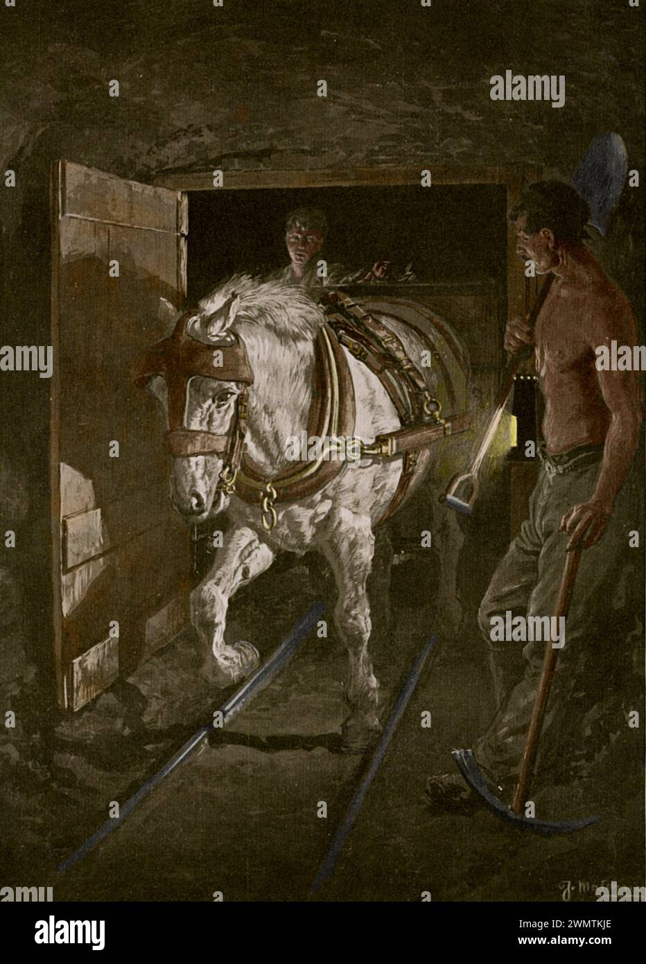Protection of pit ponies and horses, illustration Stock Photo - Alamy