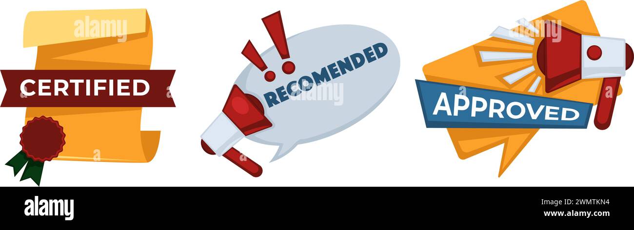 Certified, recommended and approved success banners Stock Vector Image ...