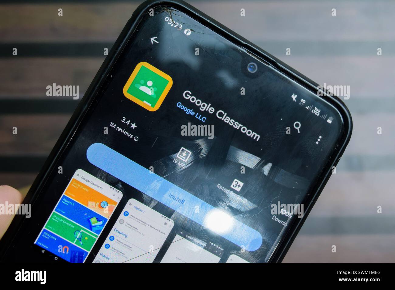 Google Classroom application on Smartphone screen. Classroom is a ...