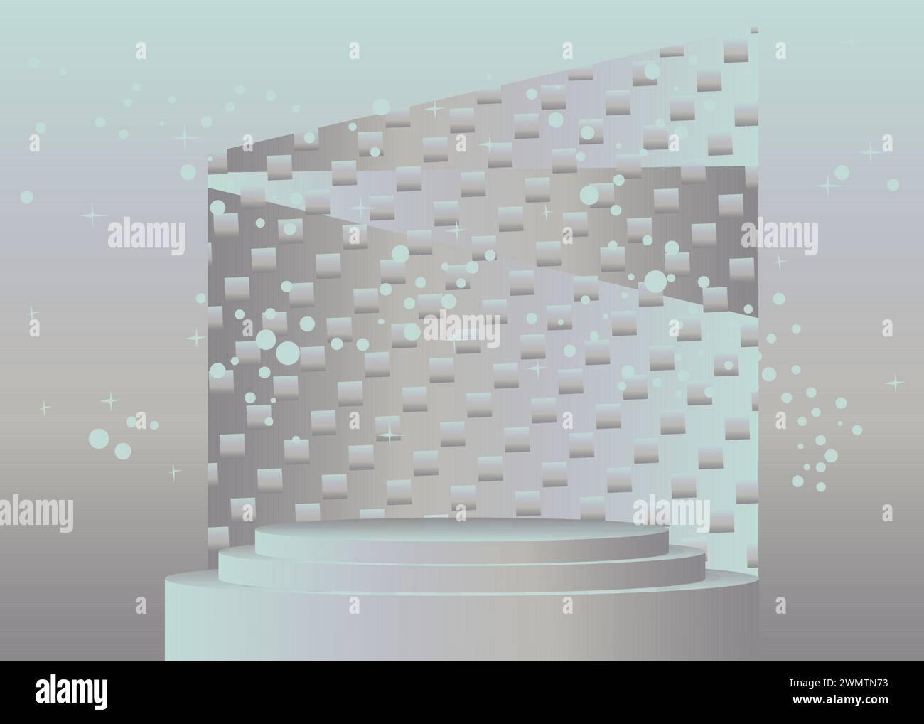 Silver mockup product display. Vector cylinder pedestal podium. Stage ...