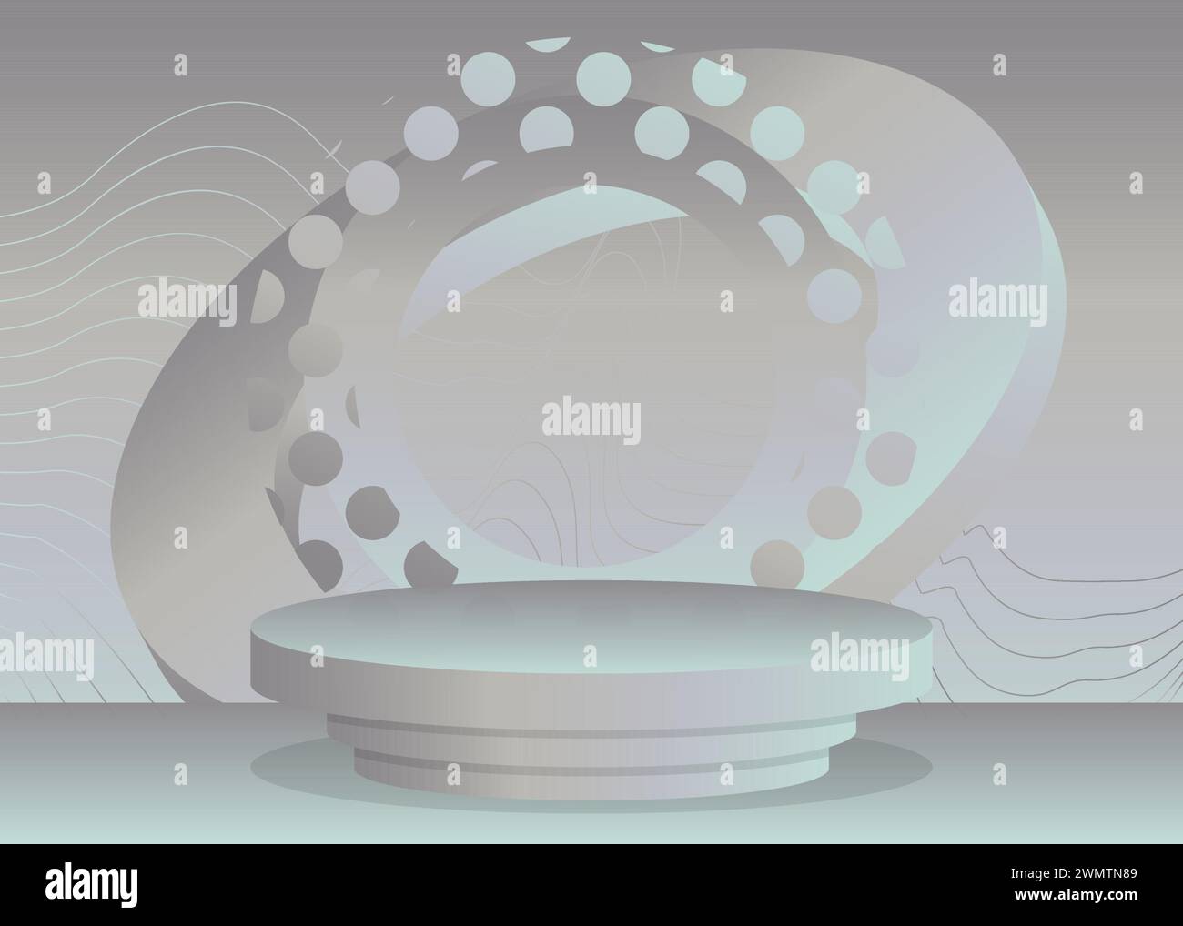 Silver mockup product display. Vector cylinder pedestal podium. Stage ...