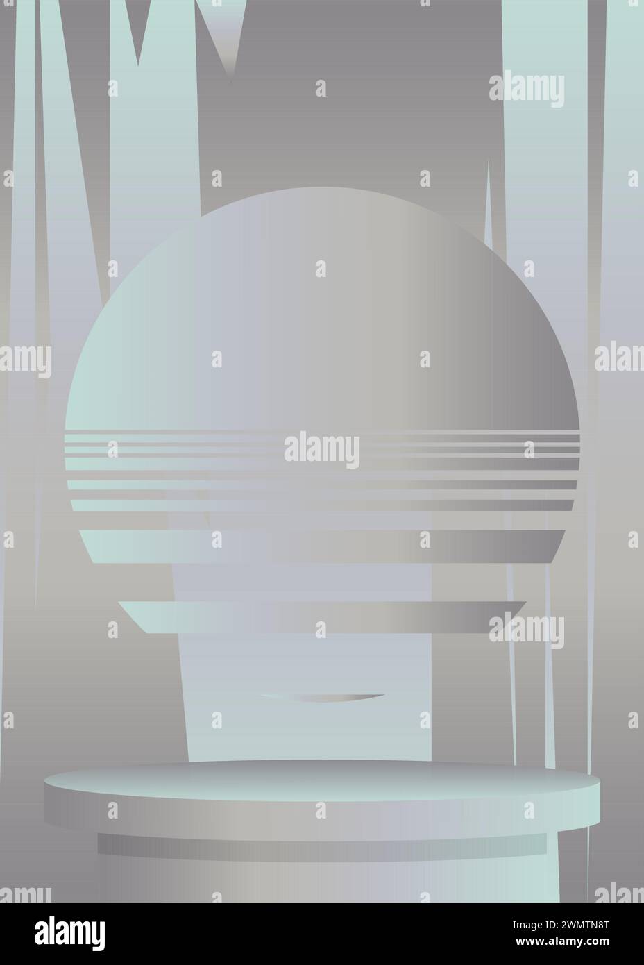 Silver mockup product display. Vector cylinder pedestal podium. Stage ...