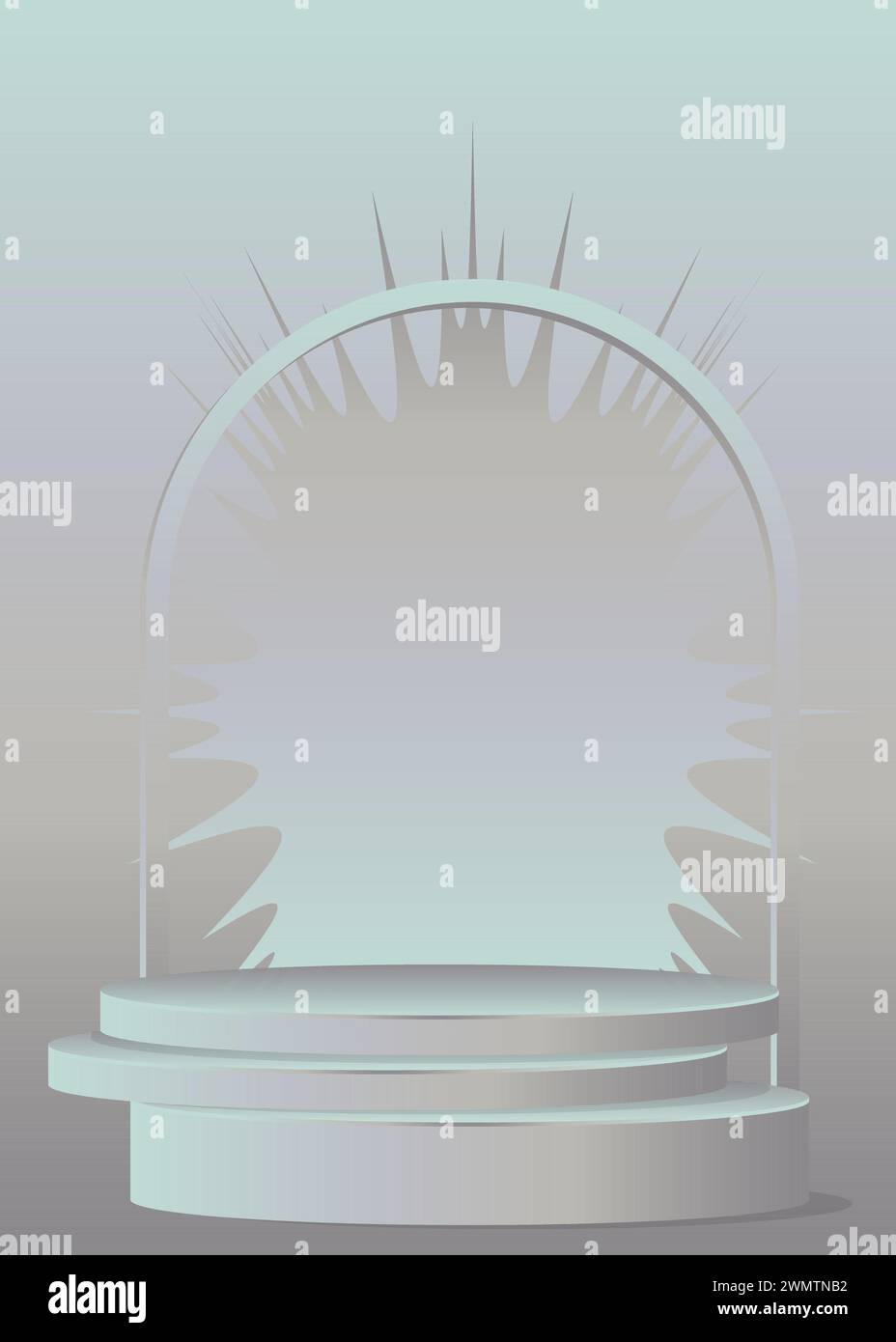 Silver mockup product display. Vector cylinder pedestal podium. Stage ...