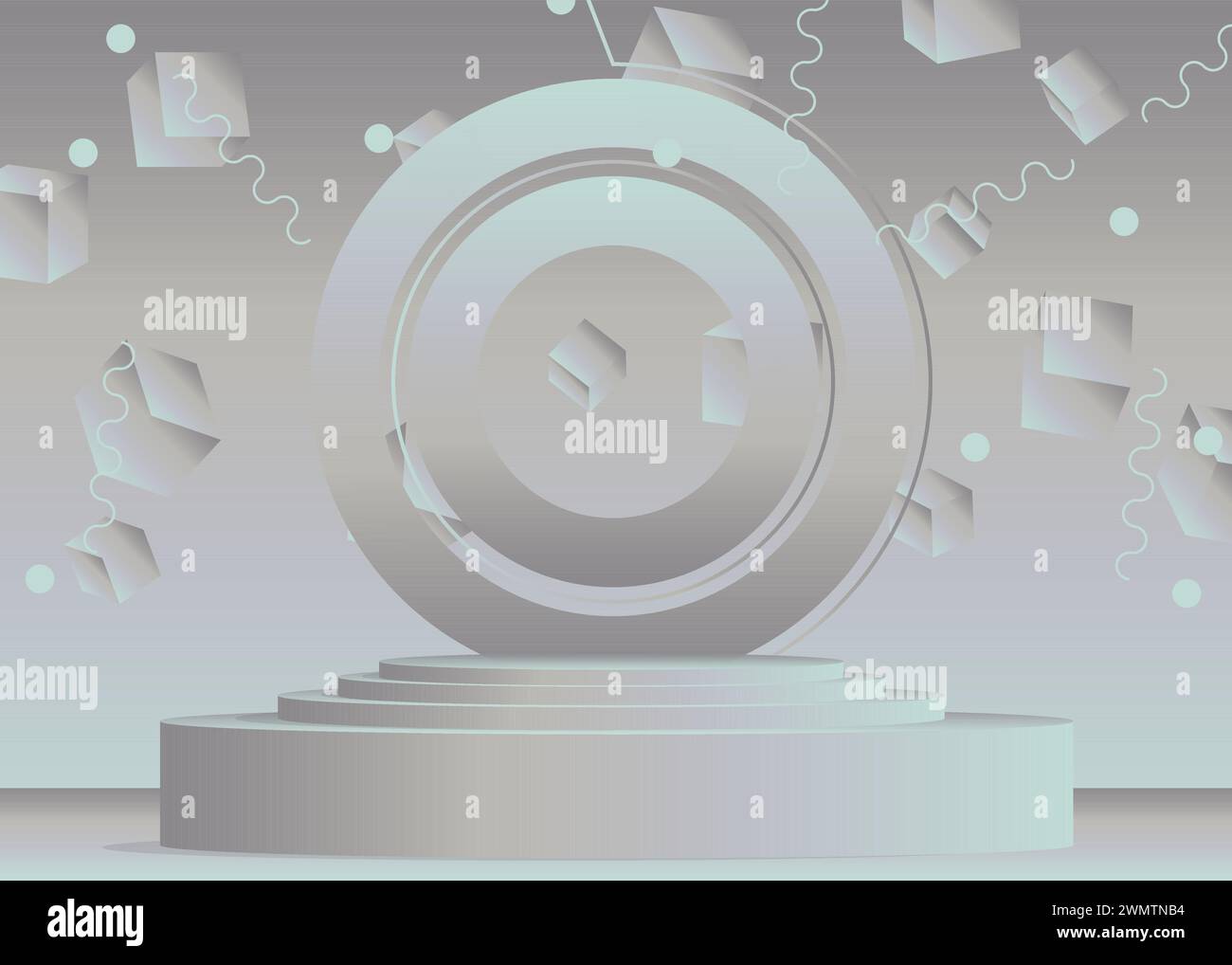 Silver mockup product display. Vector cylinder pedestal podium. Stage ...