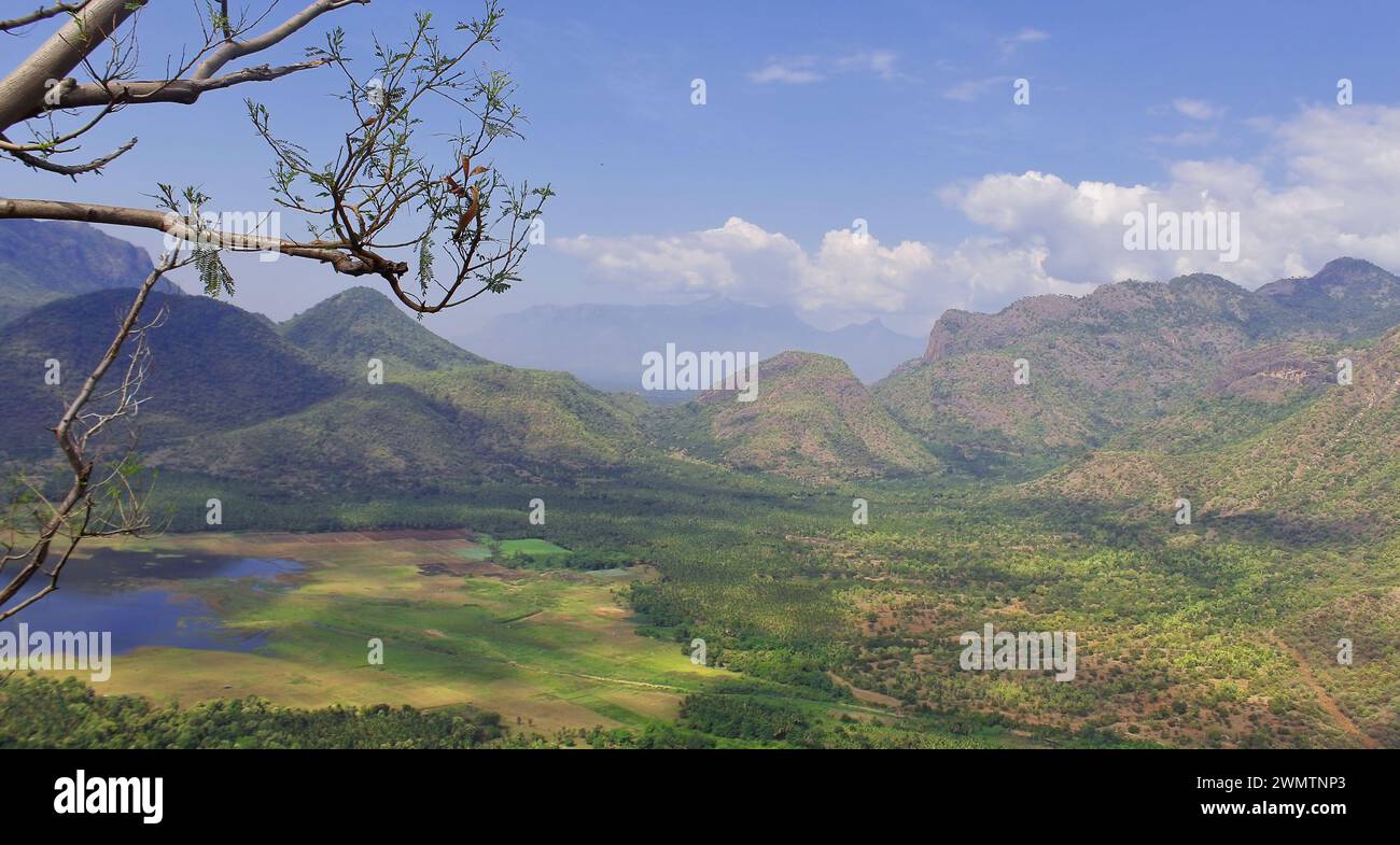 scenic panoramic view of palani mountains from kodaikanal hill station ...