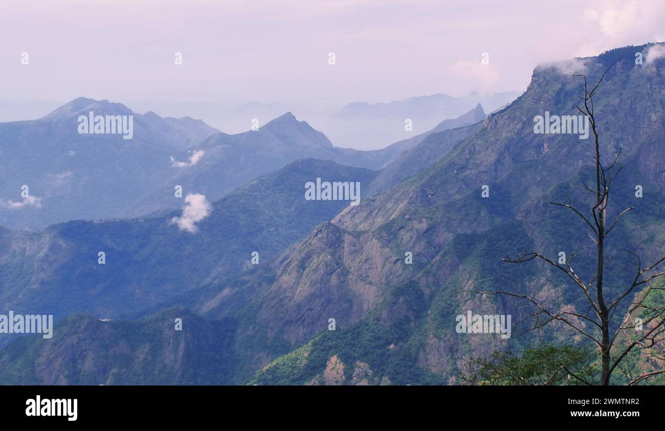 scenic panoramic view of palani mountains from kodaikanal hill station ...