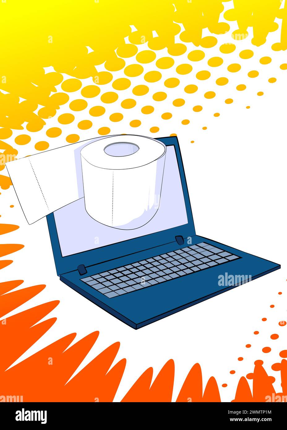 Cartoon Laptop Toilet Paper, comic book Notebook Hygiene Accessory ...
