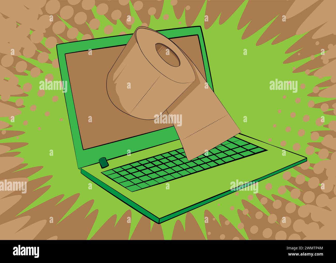 Cartoon Laptop Toilet Paper, comic book Notebook Hygiene Accessory ...