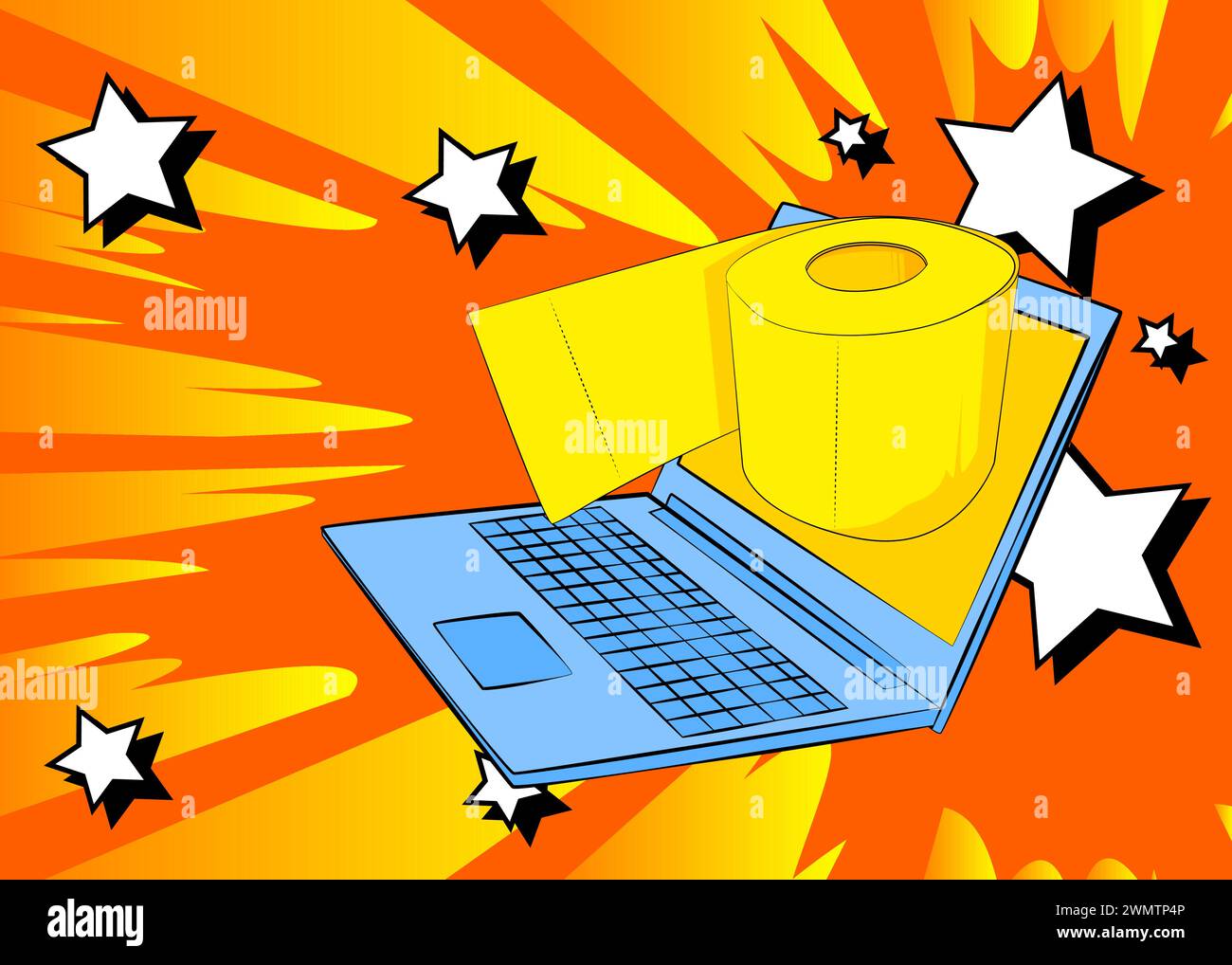 Cartoon Laptop Toilet Paper, comic book Notebook Hygiene Accessory ...