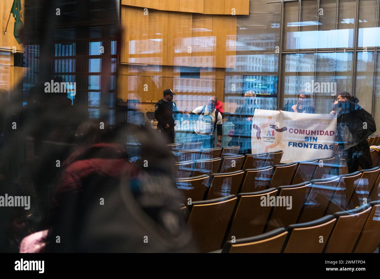 Seattle, USA. 27th Feb 2024. City Hall disruption as housing advocates ...
