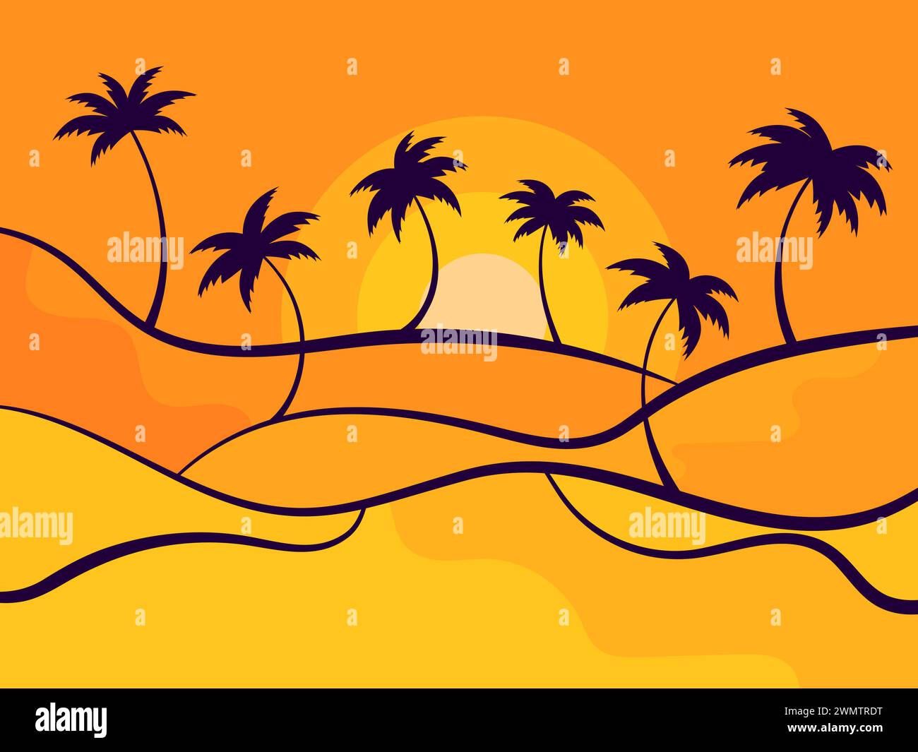 Wavy sunset Stock Vector Images - Alamy