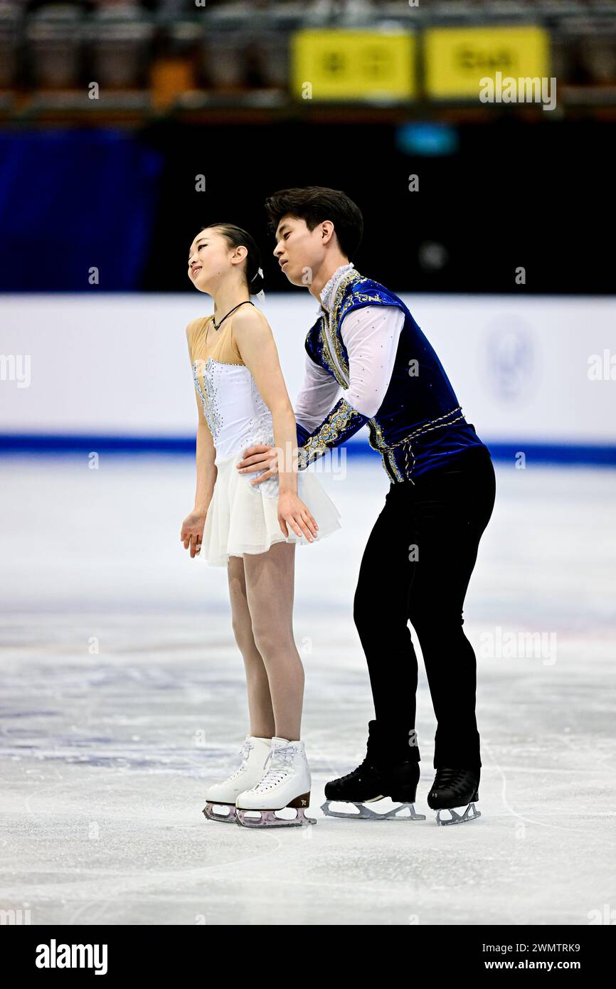 Sae SHIMIZU & Lucas Tsuyoshi HONDA (JPN), during Junior Pairs Short Program, at the SU World ...
