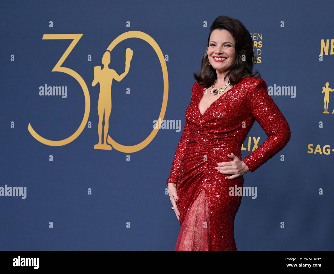 February 24, 2024, Los Angeles, California, U.S.: Fran Drescher, the President of SAG-AFTRA ...