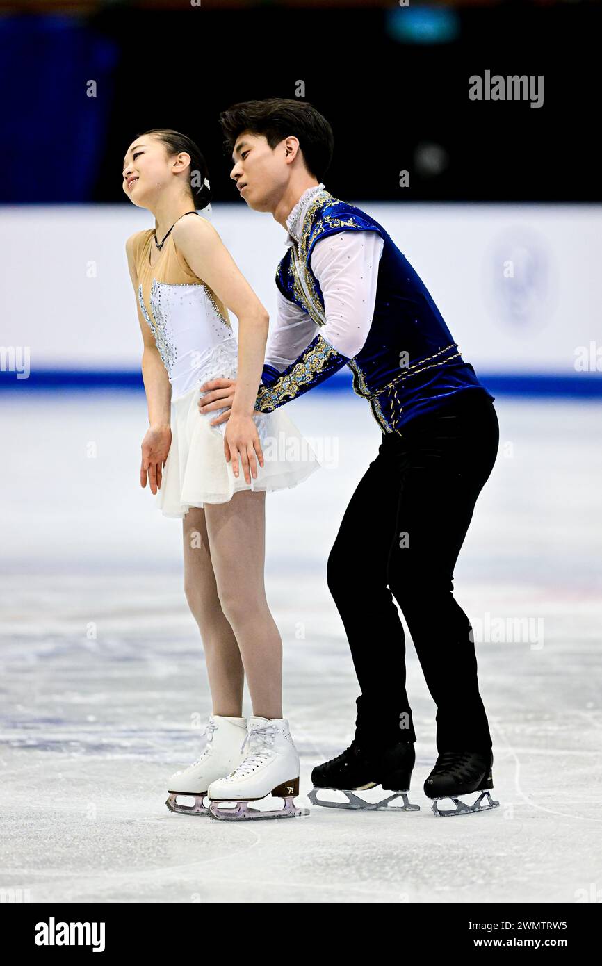 Sae SHIMIZU & Lucas Tsuyoshi HONDA (JPN), during Junior Pairs Short Program, at the SU World ...