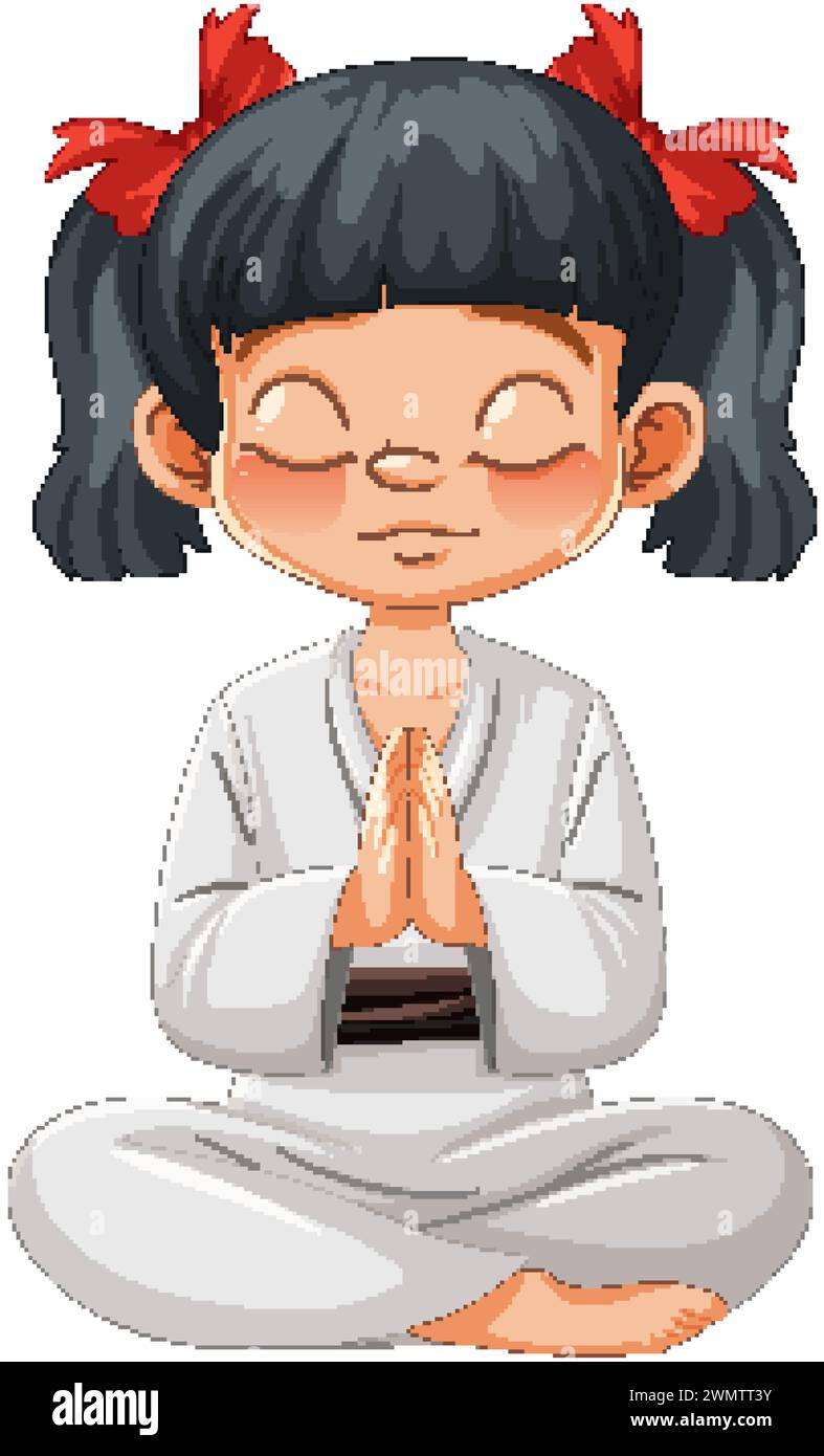 Cartoon of a child meditating with eyes closed Stock Vector Image & Art ...