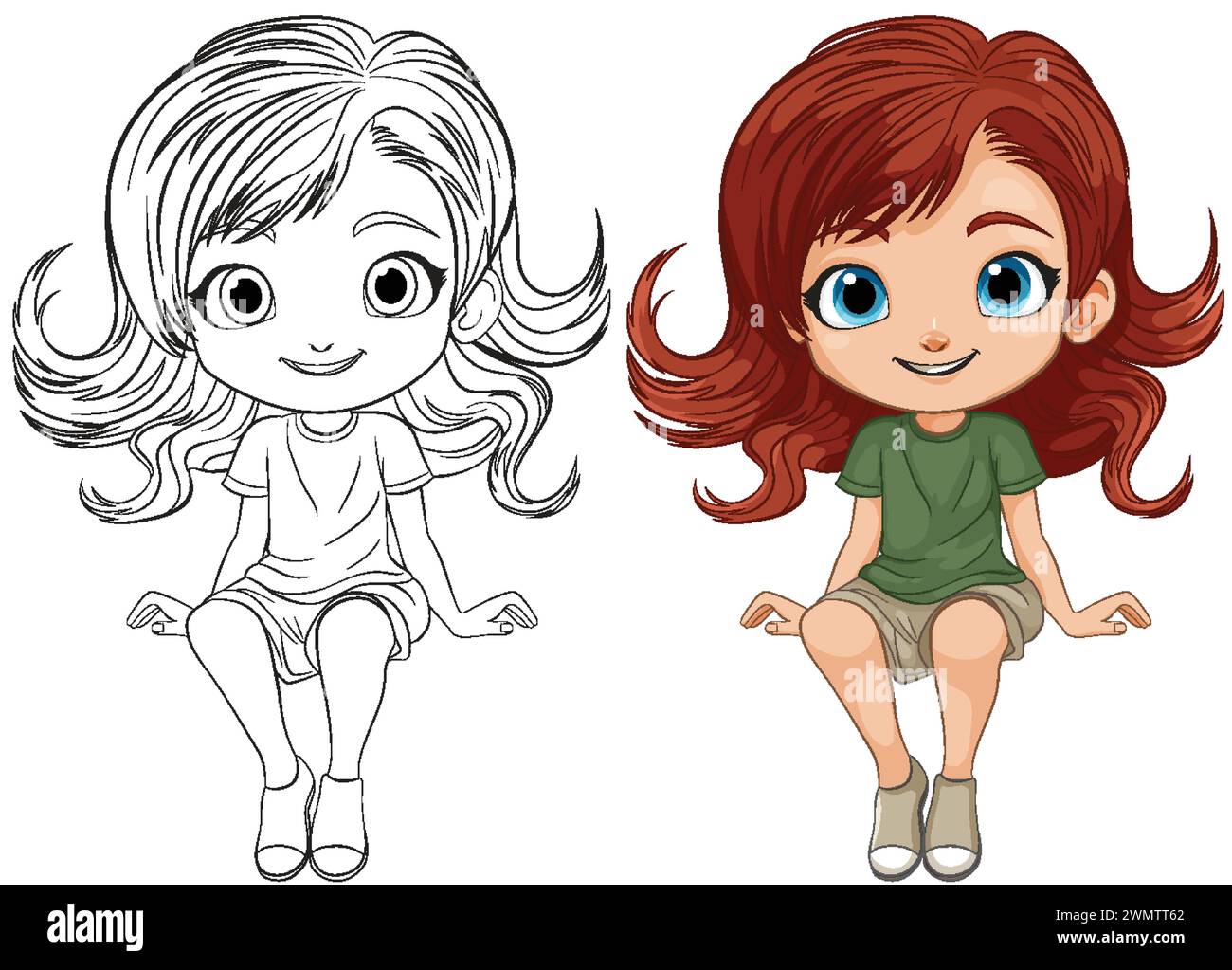 Illustration of a character, black and white to color Stock Vector ...