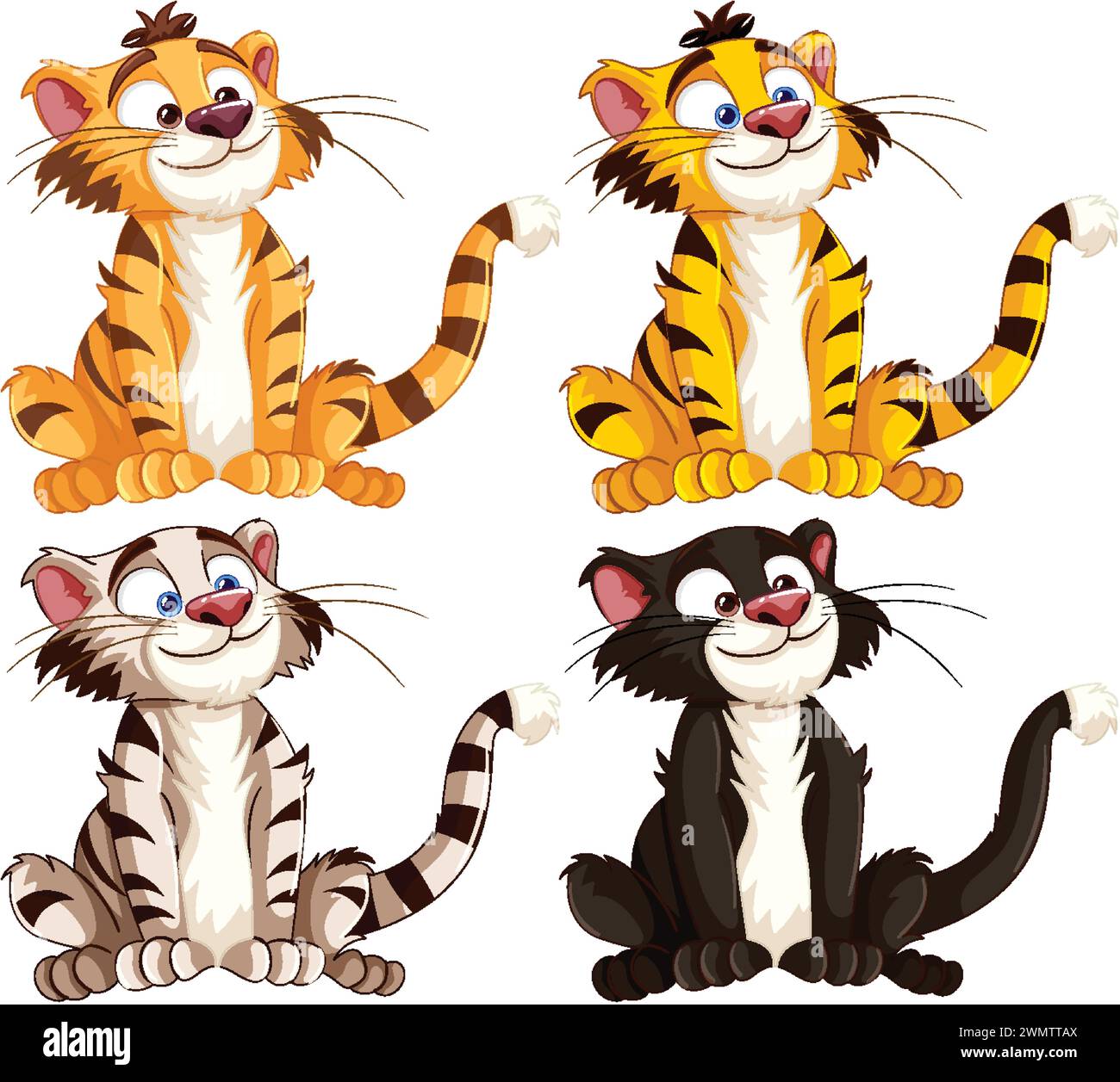 Four playful animated cats with different patterns Stock Vector Image ...