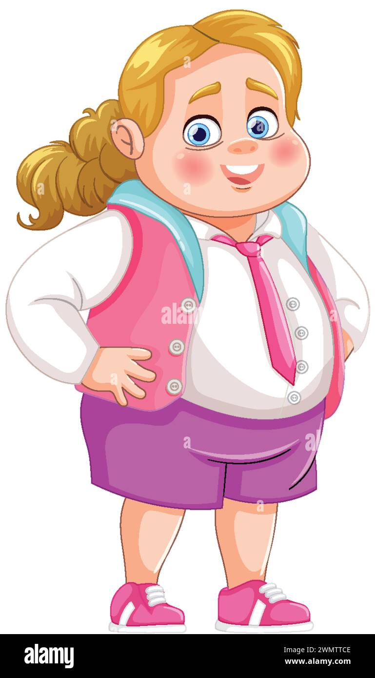 Vector illustration of a happy young girl student Stock Vector Image ...