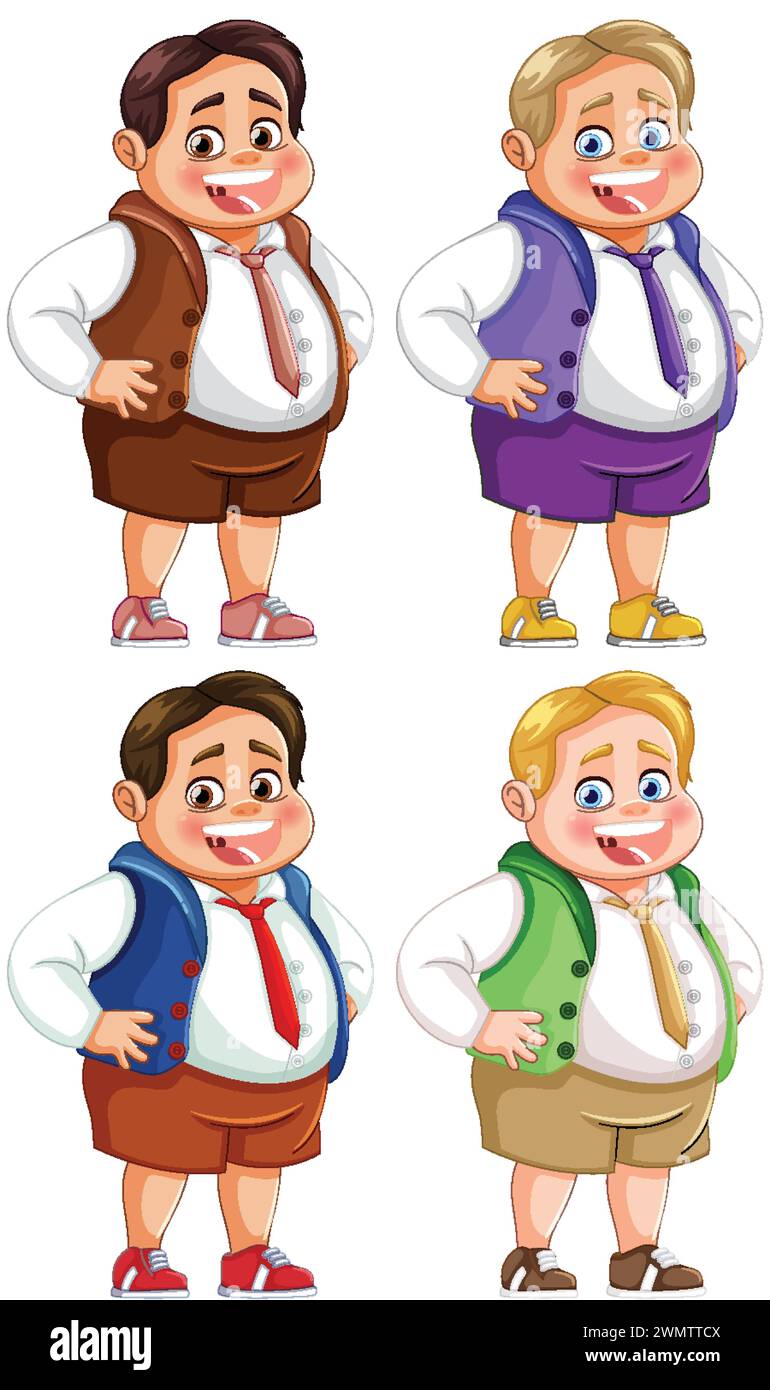 Vector illustrations of four cartoon characters hi-res stock ...