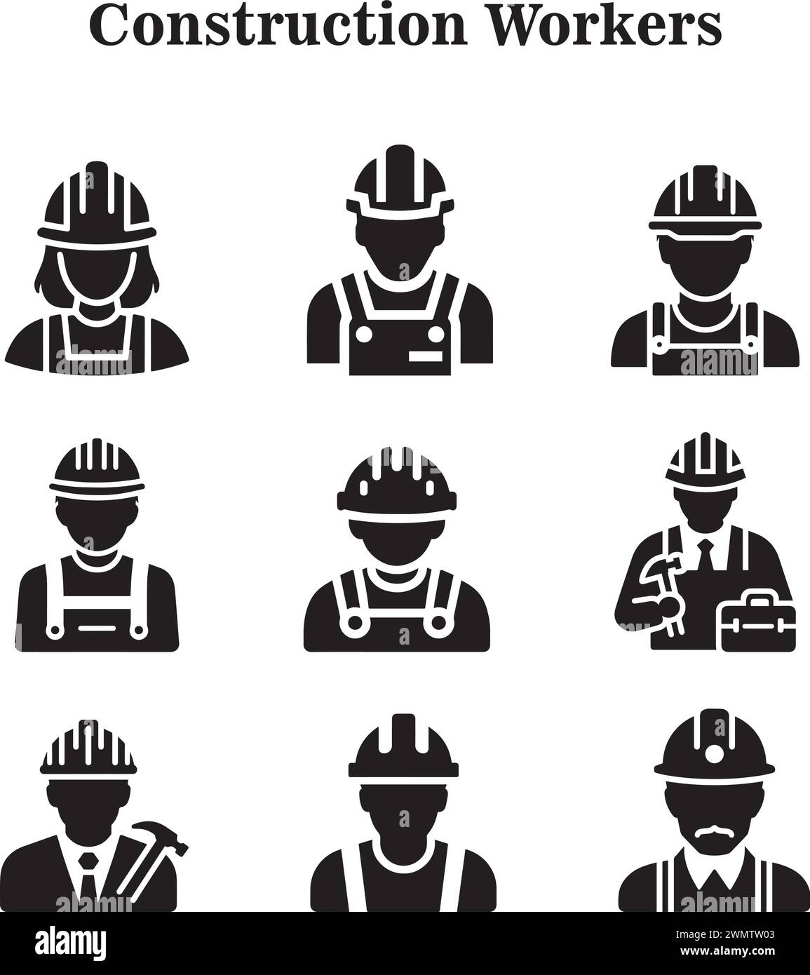 Vector construction workers icon set Stock Vector Image & Art - Alamy