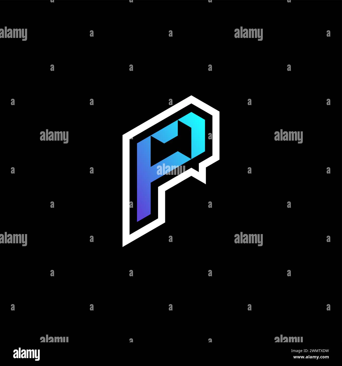 FP initial gradient blue gaming concept ideas for esport team, twitch ...