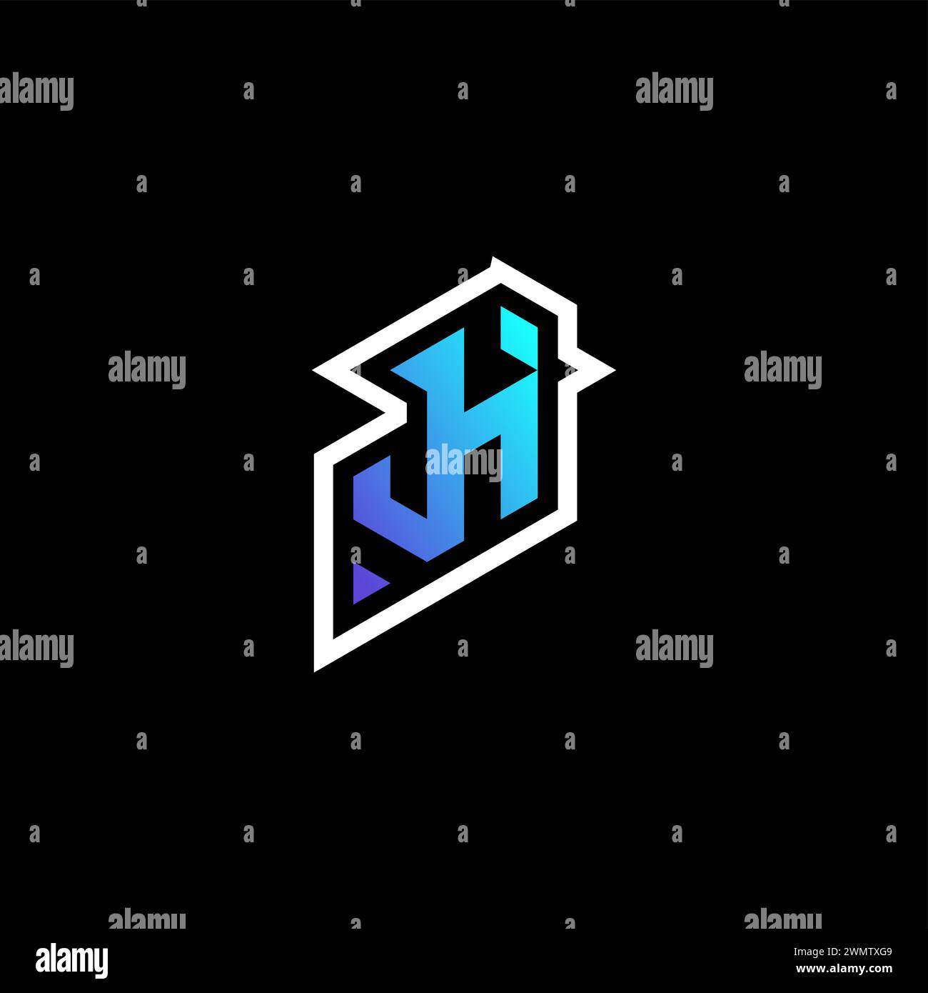 JH initial gradient blue gaming concept ideas for esport team, twitch ...