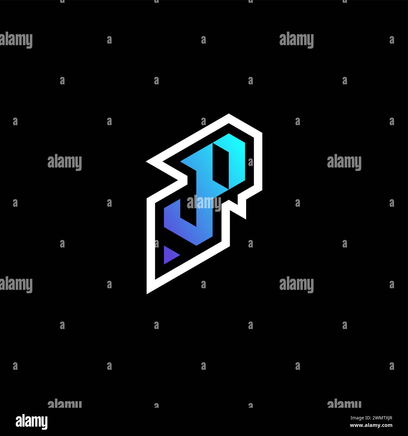 JP initial gradient blue gaming concept ideas for esport team, twitch ...