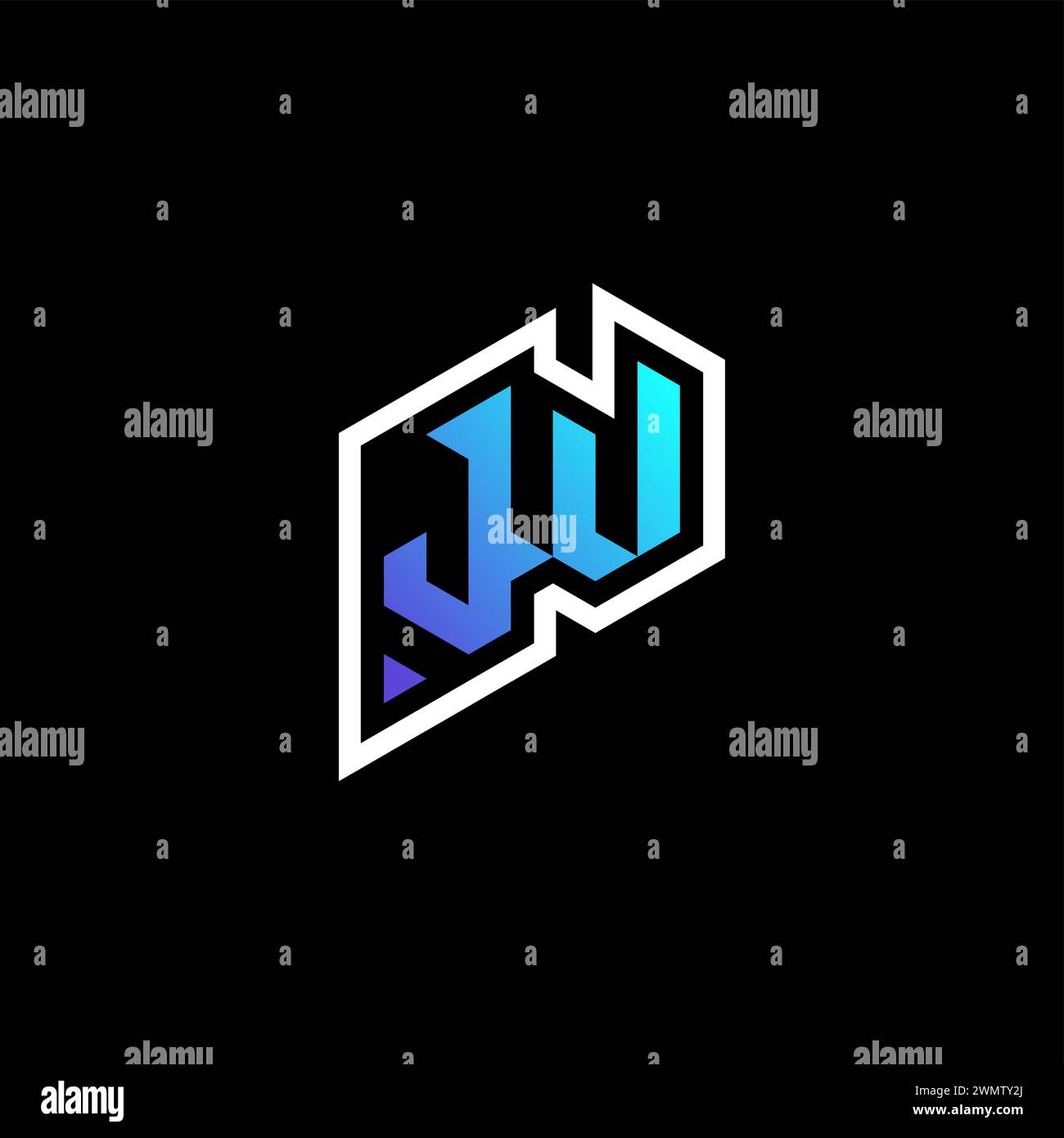 JW initial gradient blue gaming concept ideas for esport team, twitch ...