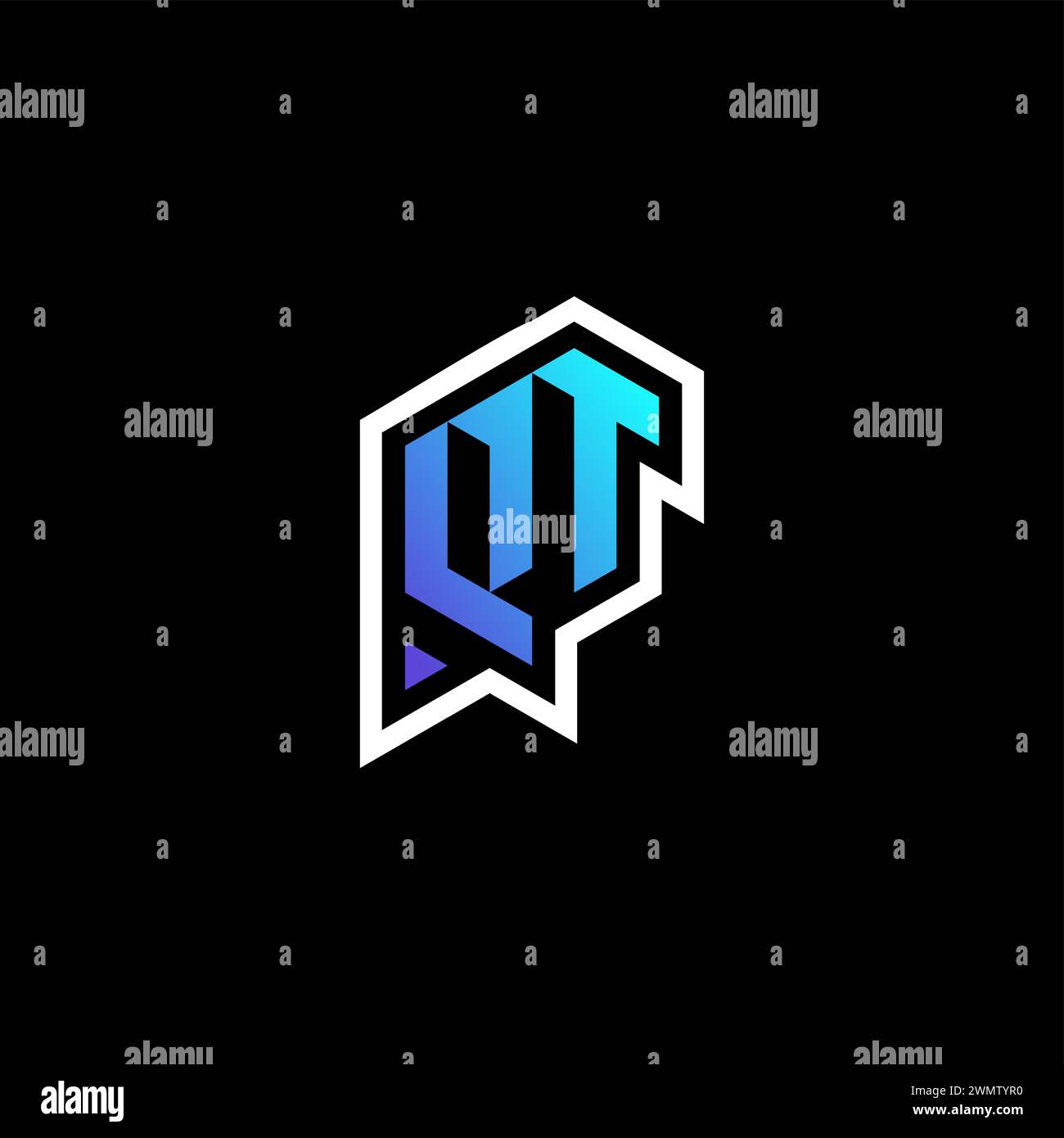 QT initial gradient blue gaming concept ideas for esport team, twitch ...